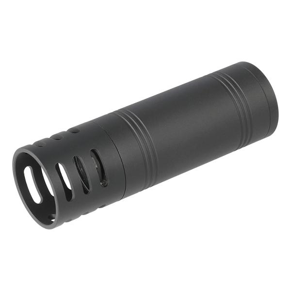 特徴：・アルミ削り出し/アルマイト表面処理・14mm逆ネジ対応・トレーサーユニット内蔵(マズルフラッシュ機能付)仕様：・材質：アルミ・重量：100g・全長：110mm・外径：34.5mm※スポンジは入っておりません。トレーサー操作方法：電源...