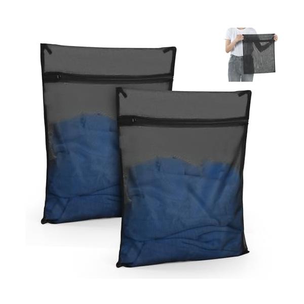 黒/40x50CM/FIR_OTRK_LAUNDRY_BAG_40X50_2PACK_BK_YY・Size:40x50CM・角型・2枚セットサイズ：40x50cm。セット：2枚入り。素材：ポリエステル。カラー：ブラック。洗濯ネットは衣類の洗...