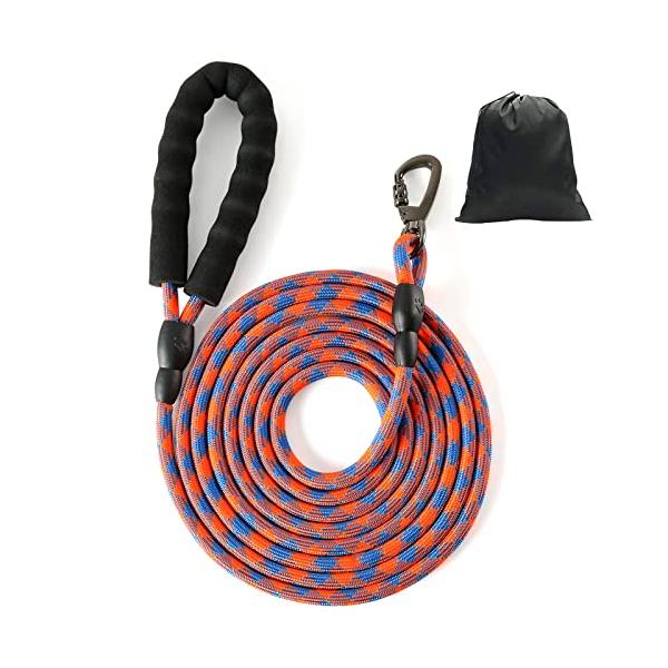 オレンジ/15m（太さ8mm）+ロック式360°回転フック/aa・Color:オレンジSize:15m（太さ8mm）+ロック式360°回転フック・Tresbro改良されたカラビナフック改良点(1)：市販に出ていた犬リードのナスカンフックは錆...