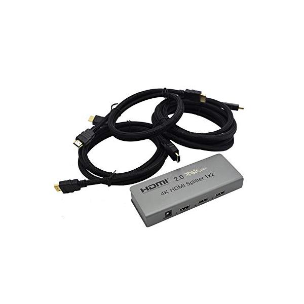 ・銀色  61121・4K 60HZ HDR 1x2 HDMIスプリッターおよび3本のHDMIケーブルパック. 1 in 2 HDMIスプリッター最大解像度は4k 60hz YUV 4をサポート：4：4 HDRおよびDolby Vision...