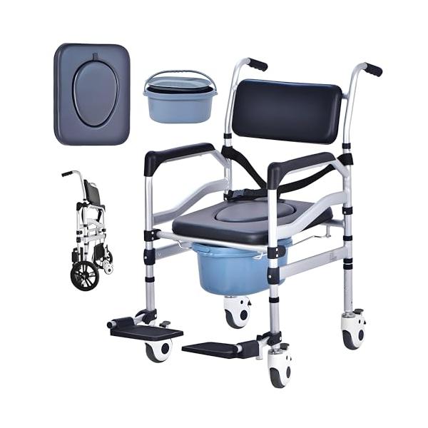 O型シート-ブラック-4inch/-/-・Color:O型シート-ブラック-4inch・移動式トイレ：シャワー用車椅子。着脱式シート。姿勢保持リクライニングタイプ＆シートが取り外しできるタイプ。背中からお尻にかけて洗いやすいウェーブフレーム...