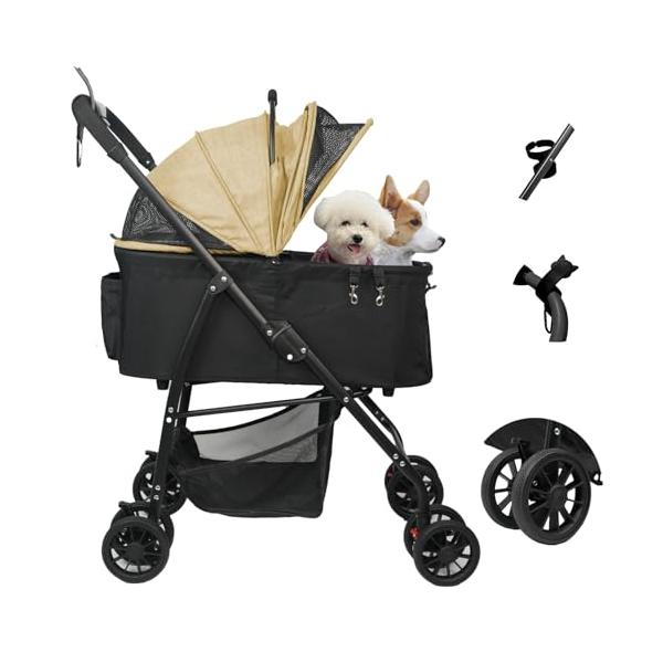 分離折り畳みカーキ/大/-・分離型と全体折りたたみ式の2way使用：ペットカート本体は5kgだけで、女の子でも簡単に折りたたむことができます。全体折りたたむ場合は揺りかごの支柱を倒して揺りかごを整理するだけです。分離して折りたたむ場合はまず...