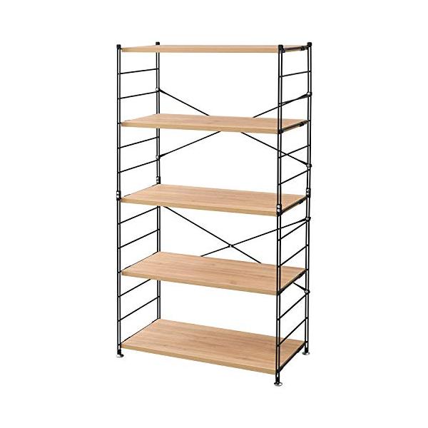 ラック5段オーク/5段/MWS-16845(OAK/SBK)・Color:オークPatternName:ラック(5段)・パッケージ個数:1・お客様品・本体サイズ:幅86×奥行42×高さ162cm・材質:棚板=PVC化粧繊維板、フレーム=スチ...