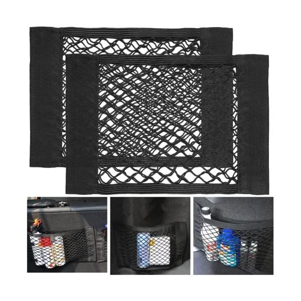 ブラック/-/-・パッケージ個数:1・商品仕様セット内容：収納ポケット2個入り、サイズ：40cm x 25cm、 色：黒、適応車種：汎用。・弾力良い強力ベルクロで貼り付け、メッシュも弾力優れの素材を採用し、形崩れに強く、ポケットの収納容量を...