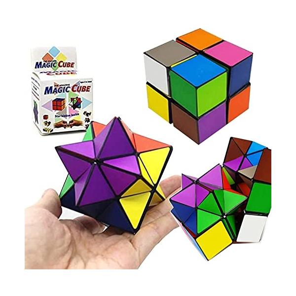 六色・Style:六色・２in 1 マジックスターキューブこの無限のキューブは、制限なく任意の方向に回転することができます。パズルキューブを簡単に2つの独立したキューブに変えることができ、それらを簡単に再結合できます。立方体の2つの層を展開...