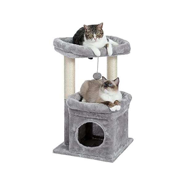 コンテンポラリーグレー/M/AR14-AMT0179GY・Size:MColor:グレー・商品仕様幅40×奥行40×高さ68cm、重量5kg。・天然サイザル麻紐爪研ぎ沢山ガリガリできて、猫ちゃんも幸せそう・ベッドが二つトップベッド（40×3...