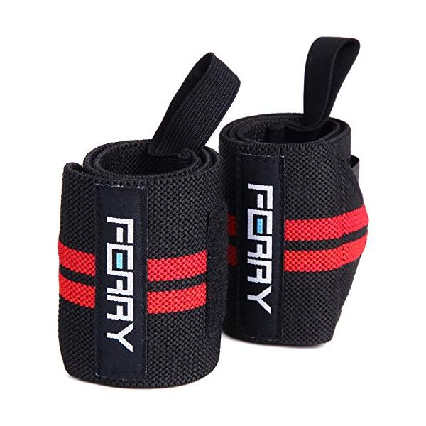 コンパクト・ブラック/レッド 長さ約50cm 幅約8cm ・・Color:ブラック/レッド・耐久性の高いフレキシブルタイプの高弾力性素材で作られたリストラップ、左右セット（2枚組）　ウエイトトレーニング、プッシュアップ等、トレーニング時の手...