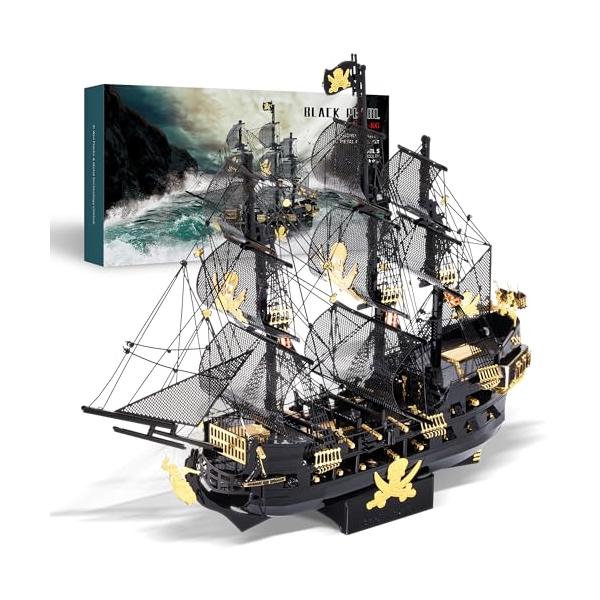 ブラックパール号ブラック/ワンサイズ/-・Style:ブラックパール号・難易度：、パーツ数：307、完成品サイズ：L19cm×W5.2cm×H16.2cm・金属素材で作られ、完成品の質感がアプ加工性に優れており、汎用性の高いSUS430ステ...