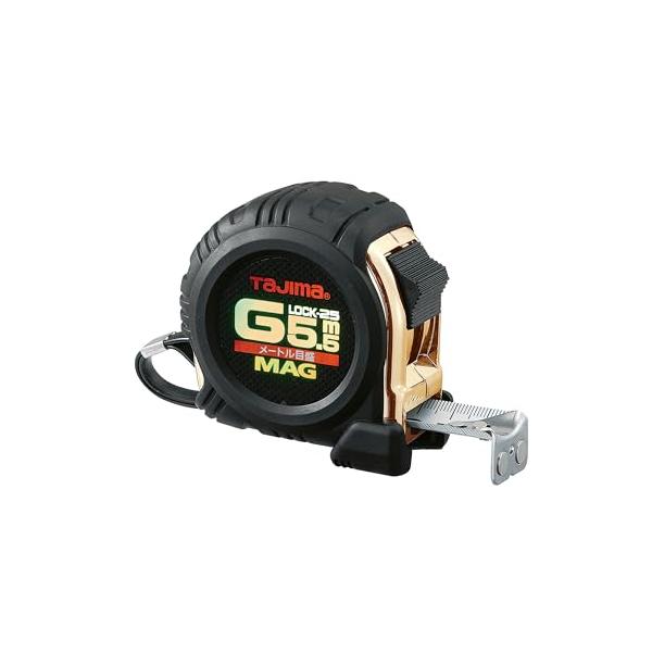 幅25mm・爪マグネット付本体：ゴールド/ブラック、テープ：白/長さ5.5 m/GLM2555BL・Size:長さ5.5 mStyle:幅25mm・爪マグネット付PatternName:落下防止ホルダー無し・パッケージ個数:1・ロックタイプ...