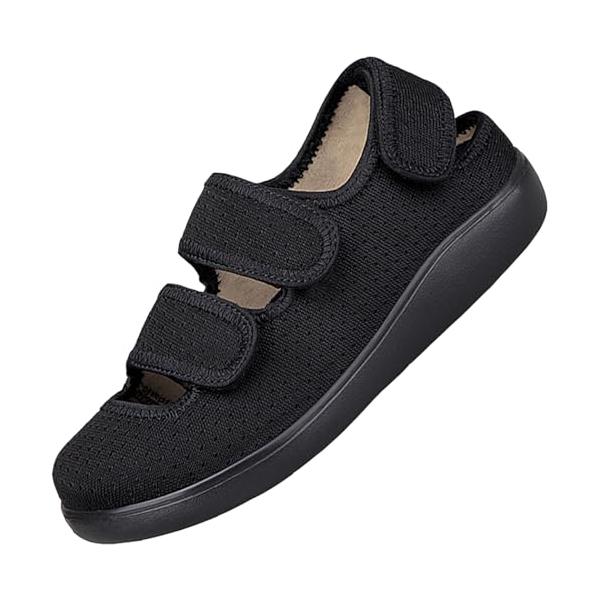 スニーカーブラック/25.0~25.5 cm 5E/-・Size:25.0~25.5 cm 5EColor:ブラック・5E相当なゆったりしたデザインで、つま先を圧迫しない、更にマジックストラップで幅を調整でき、カカトもサイズ感で調節可、抜群...