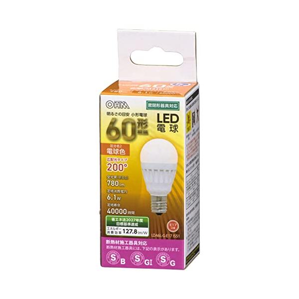 60W相当電球色/60W形/LDA6L-G-E17 IS51・Color:電球色Size:60W形Style:60W相当・パッケージ個数:1・ 仕 様  寸法:全長78mm、最大径38mm 質量:50g 定格消費電力:6.1W 定格入力電流...