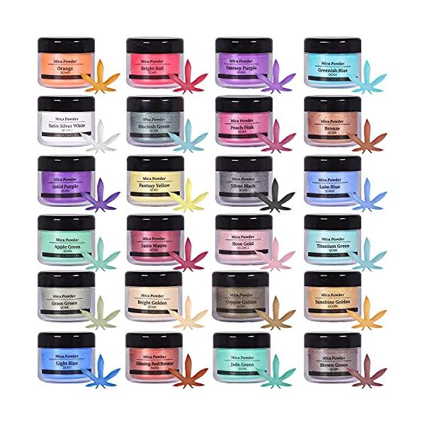 ・マルチカラー  ・さまざまな色：24種類の色。満足のいく効果をランダムに合わせることができます。・複数の用途：マイカパウダーは粘液で広く使用でき、芸術的創造において最も創造的です。・使いやすい：粉末染料は素早く溶けて石鹸に付着し、完璧な製...