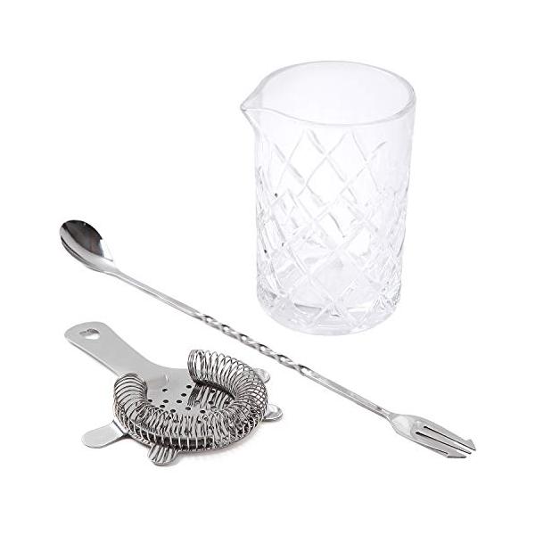 ・ ステアセット S-03923-2・・Size:ステアセット・セット内容：矢来ミキシンググラス・ミキシングストレーナー・バースプーン×各1個・ミキシンググラス：容量500ml　（内寸）口径90mm　（外寸）最大幅97mm×最大奥行88mm...