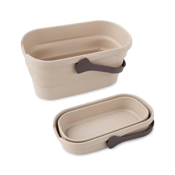 ベージュ/-/FT06-BEIGE・パッケージ個数:1・折り畳みバケツ基本仕様：折りたたみバケツ サイズ：(1)折りたたみ時：（約）長さ43×幅24×高さ7.5cm。 (2)使用時：（約）長さ43×幅24×高さ21cm。折りたたみバケツ 重...