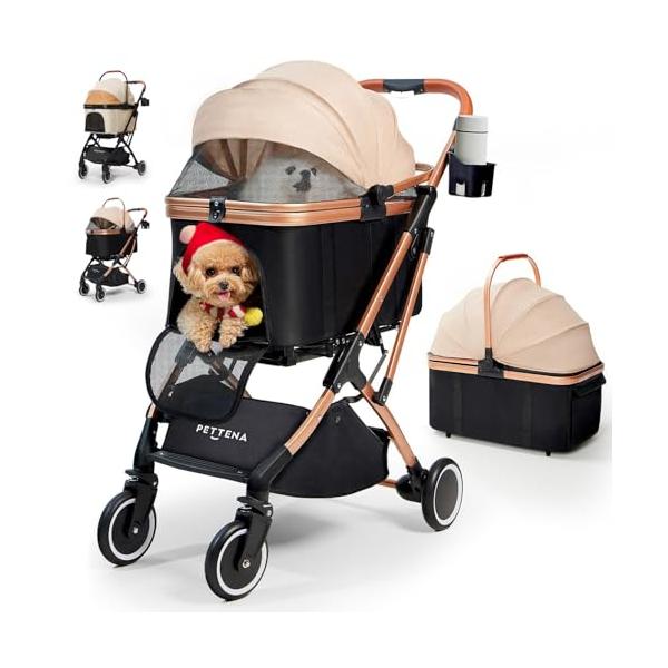 black/-/-・Color:black・??耐荷重20kg・内部スペースが広いPETTENAペットカートの耐荷重は20kg、内部空間も広く、中型犬や多頭飼いの飼い主さんにぴったりです。 キャリーコットの内寸は長さ58cm＊横32cm＊高...