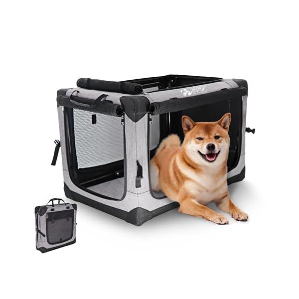 コンテンポラリーシルバーグレー/L/-・Size:LColor:シルバーグレー・??次世代ペットクレート：ユニックな折り畳み式のデザインで、取り付けと保管を行うには、4つのバックルを締めたり解除したりするだけです。市販されている他のペットク...