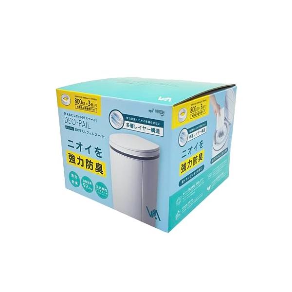 スーパー 多層タイプ白/-/JT7572・Style:スーパー 多層タイプ・気になるニオイを強力に消臭・防臭してくれる、おむつ用ゴミ箱「DEO PAIL（デオペール）」の専用カセットのより強力な多層構造タイプです。・天然の抗菌成分「銀イオン...
