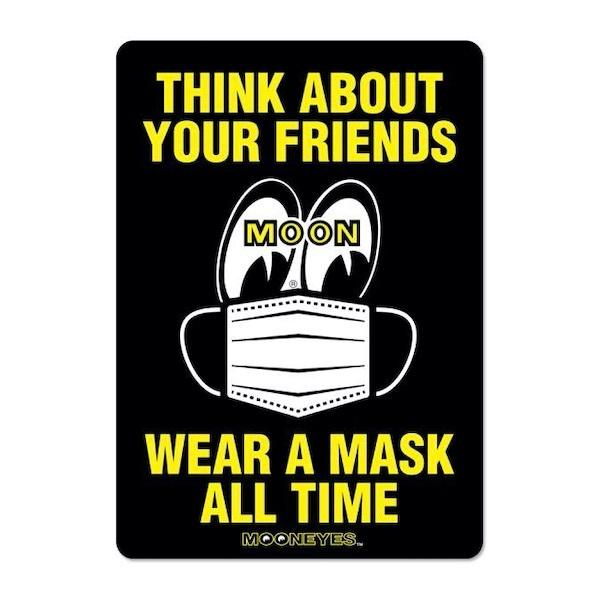 サイズ(約)：高さ13×横9cmマスクを着用したアイシェイプが可愛らしい、新しい生活様式の「マスクの着用」をムーンアイズで発信！周りの人の事を考えて、マスクを常に付けましょうとお願いするメッセージステッカーは、分かりやすいデザインと色合いで...