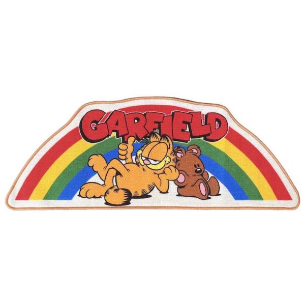 サイズ(約)：高さ48×横120cm 素材：ポリエステル製1979年に誕生し、世界中で愛されているガーフィールドの可愛いロングマットです♪プーキーと一緒にリラックスするガーフィールド。虹も架かって気分もUP！モコモコした毛足のポリエステル素...