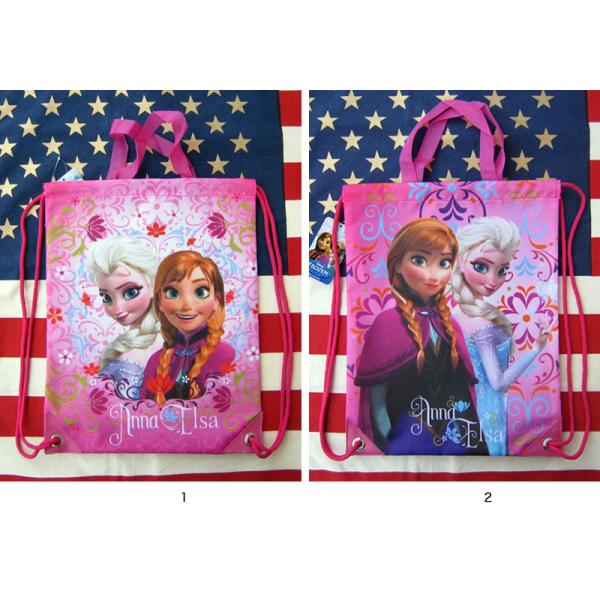 １・A２・Bサイズ(約)：高さ40×横31cm 素材：ポリエステル笑顔がキュートなアナと雪の女王の女の子全開のナップサックです♪ピンクベースのナップサックにアナとエルサが大きくデザインされており、周りに沢山の花が沢山デザインしあって華やかで...