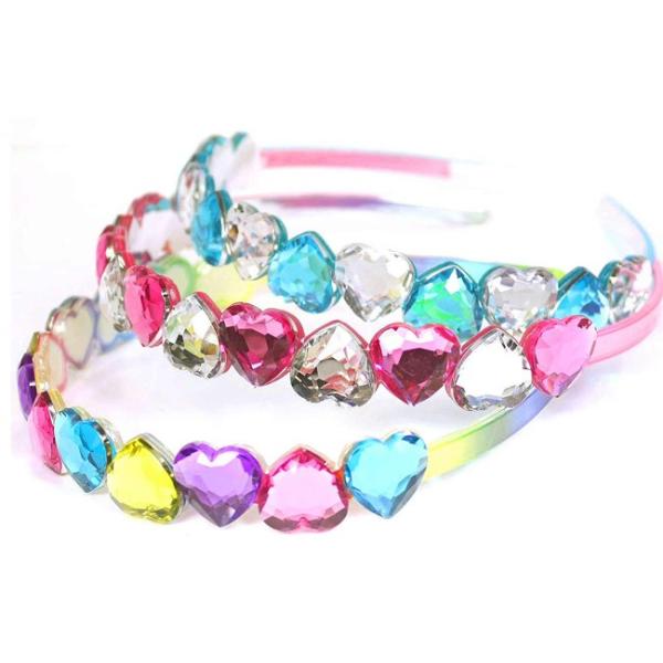 カチューシャ幅:約6mmハートの大きさ:約1.9ｃｍきらきらハートがとにかくキュート通学にもフォーマルにもokピンクレインボーブルーの3カラバリ女の子でよかった〜の超おすすめ品です/プチプラ/キッズ系商品/ホワイトデーお返し 幼稚園 小学生