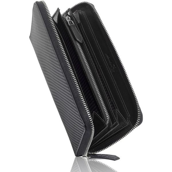 【商品名】　AGENNDA 財布 メンズ 長財布 イタリアン カーボンレザー 本革 スキミング防止 YKK ラウンドファスナー AGWL03 (黒×黒) 【商品説明】　 【サイズ】　高さ : 3.40 cm　横幅 : 11.10 cm　奥行...