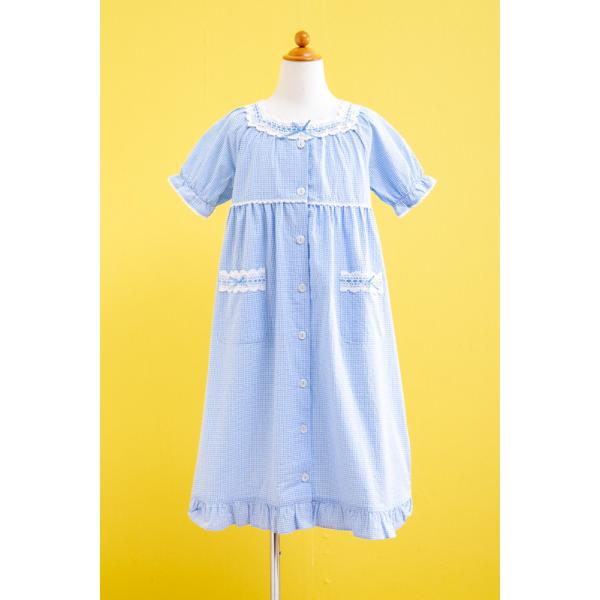 ◆素材　先染めワッシャー加工地◆綿 100％◆サイズ　130-140　着丈85cm　バスト80cm◆サイズ　150-160 着丈95cm　バスト86cm