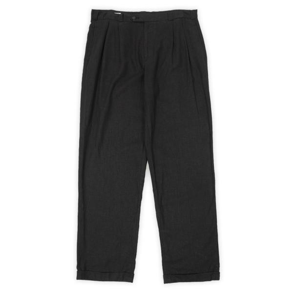 商品名：ペリーエリス PERRY ELLIS 90s 2タック リネン×レーヨン パンツ スラックス BLACK POLO USA 古着 (8601)表記サイズ：W36 L34実寸サイズ：胴囲/ウエスト:92cm  股下/レングス:86cm...