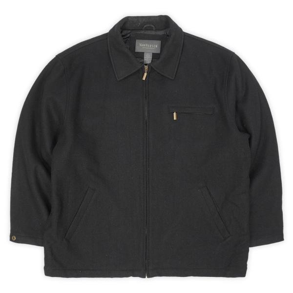 商品名：ヴァンヒューセン VAN HEUSEN 00s Y2K ウールスポーツジャケット 無地 メルトン USA ビンテージ 古着 (-7668)表記サイズ：L実寸サイズ：着丈(襟元から裾):64cm  身幅(脇下から脇下):64cm  肩...