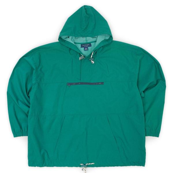 商品名：美品 ガント RUGGER by GANT 90s ナイロンアノラック パーカー フーディー 無地 ジャケット USA 古着 (-8838)表記サイズ：L実寸サイズ：着丈(襟元から裾):75cm  身幅(脇下から脇下):70cm  ...