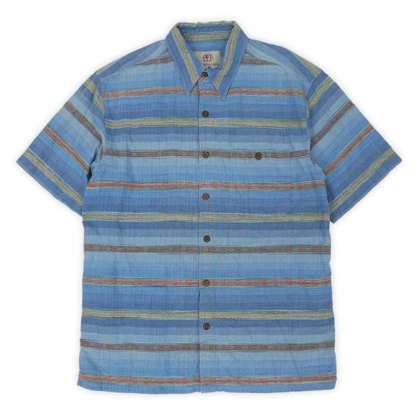 商品名：テリトリーアヘッド THE TERRITORY AHEAD 90s ボックスシャツ 半袖 マルチボーダー 総柄 ビンテージ (-5754)表記サイズ：L実寸サイズ：着丈(襟元から裾):76cm  身幅(脇下から脇下):61cm  肩...