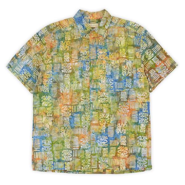 商品名：美品 テリトリーアヘッド THE TERRITORY AHEAD 00s 半袖 レギュラーカラーシャツ アロハ ハワイアン (-8916)表記サイズ：M実寸サイズ：着丈(襟元から裾):74cm  身幅(脇下から脇下):60cm  肩...