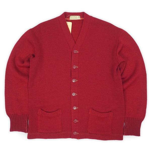 商品名：50s IMPERIAL カーディガン 無地 ウールニット USA製 ヴィンテージ レタード 古着 (-7839)表記サイズ：42 / L相当実寸サイズ：着丈(襟元から裾):64cm  身幅(脇下から脇下):53cm  肩幅:51c...