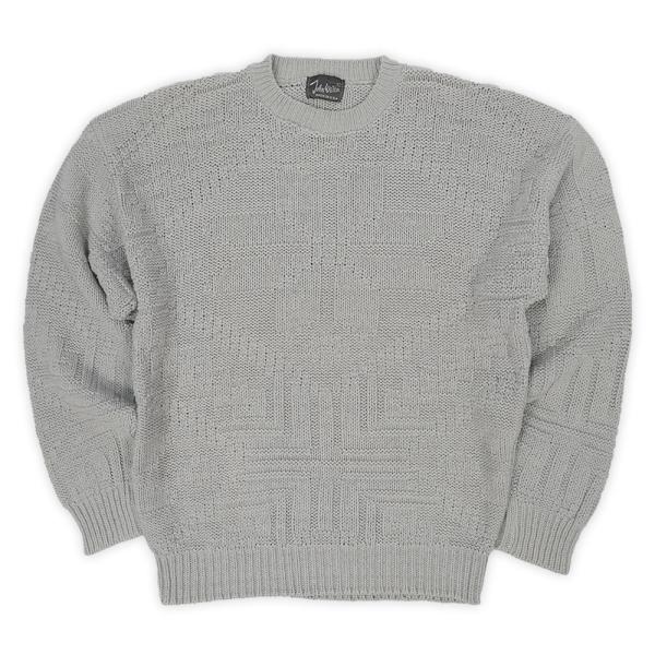 商品名：ジョン・ワイツ John Weitz 90s コットンニット セーター クルーネック 総柄 USA製 オールド ビンテージ 古着 (-8260)表記サイズ：L実寸サイズ：着丈(襟元から裾):73cm  身幅(脇下から脇下):60cm...