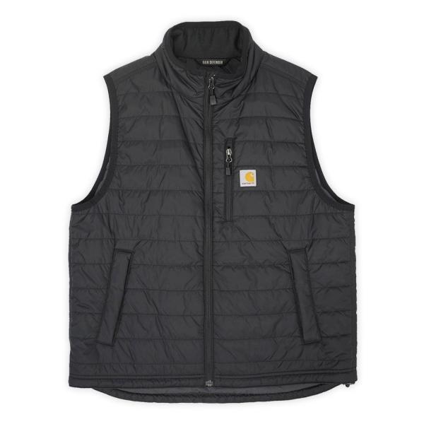 商品名：美品 カーハート Carhartt 00s ギリアムベスト BLACK RAIN DEFENDER 中綿 USA WIP 古着 デトロイト (-8387)表記サイズ：L実寸サイズ：着丈(襟元から裾):71cm  身幅(脇下から脇下)...