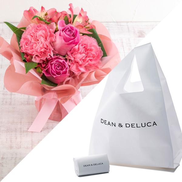 ■お届け 3日後以降でご指定可■注文締切2026/09/27　14:00までDEAN &amp; DELUCAのショップバッグをモチーフに作られたミニマムエコバッグ（樹脂製）とそのまま飾れるブーケのセット。通勤の途中に、朝ごはんのパンやラン...