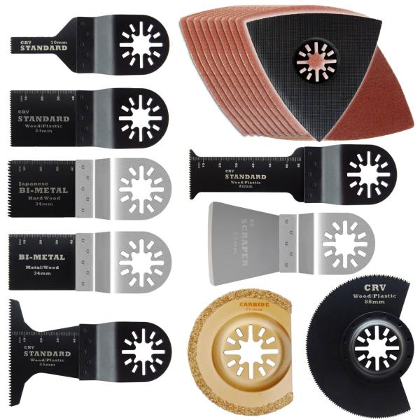 ●【STAR LOCK】 スターロック対応 OIS規格対応マルチツール替刃。●DIYからプロの現場でも使える多種多様なブレードのセット。●高品質BI-METAL〔バイメタル〕CRV〔クロムバナジウム鋼〕を採用