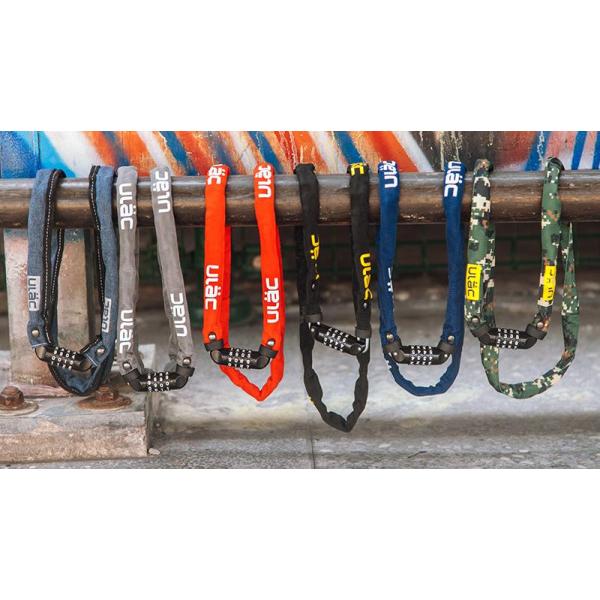 商品名 ULAC 52ND STREET Neo Chain ロック重量 約420g（ロック本体のみ）チェーン長 約120cmチェーン径 約4mm（硬化スチール製）鍵タイプ 4桁リセット式ダイヤル（鍵不要タイプ、10,000通り可能）スリー...