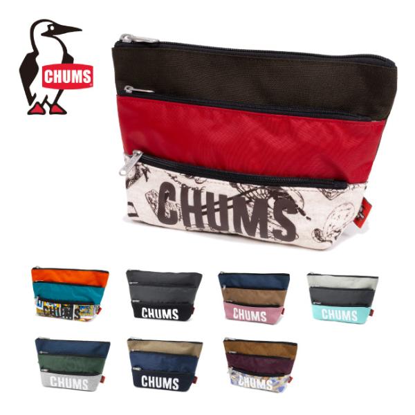 CHUMS チャムス Tricolor 3 Pocket Pouch Sweat Nylon トリコロール3ポケットポーチスウェットナイロン CH60-3879 【 小物入れ 収納 雑貨 撥水 撥油 防汚 アウトドア 】【メール便・代引不可】