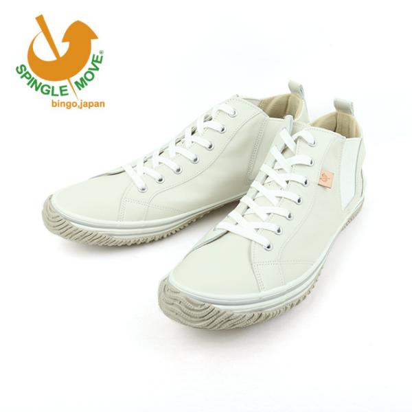 【サイズ交換送料無料】SPINGLE MOVE スピングルムーブ SPM-442/SP-442 Ivory SPM442-03/SP442-03 【 スニーカー サイドゴア ミドルカット カンガルーレザー 】