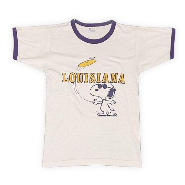 【商品名】Champion Snoopy　80's Ring tee "LOUISIANA"【サイズ】表記：MEDIUM　　　　【状態】ランク：C(やや傷や汚れあり)　　＊付属品は画像の通りです。