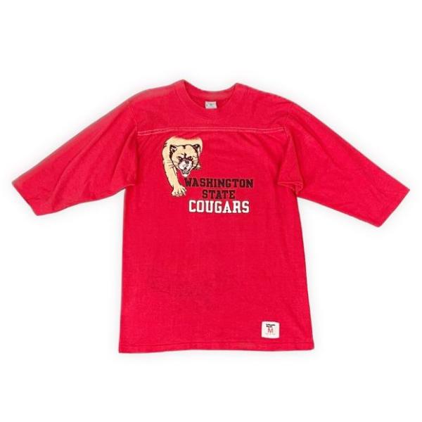 【商品名】Collegiate Pacific　80's FOOTBALL TEE "COUGARS"【サイズ】表記：M(38-40)　　　　【状態】ランク：C (やや傷や汚れあり) 　＊付属品は画像の通りです。