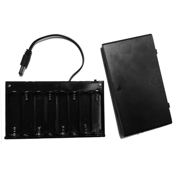 【ON/OFFスイッチ付】バッテリーホルダー単三（ＡＡ）サイズの電池が8本入る12V のバッテリーケース（1.5Ｖのアルカリ電池使用の場合）アルカリ電池8本で出力が12Vになるので、12V機器への補助電源に使えます！■サイズ : 縦126m...