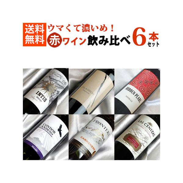 デイリーにコクのある赤を楽しみたい方にピッタリ！！フルボディとはいかないまでも、そこそこ飲みごたえを感じることができる６本を集めました。国も品種も様々です。送料無料も魅力的。