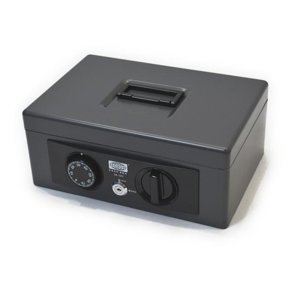 【サイズ】（約）幅３１．３×奥行２１．５×高さ１３ｃｍ【材質】スチール、ＡＢＳ樹脂【色】ダークグレー※この金庫は一時的な保管庫としてご使用ください。※写真はイメージです。※こちらの商品の返品・交換はできません。サイズ等を十分に確認されてお買...