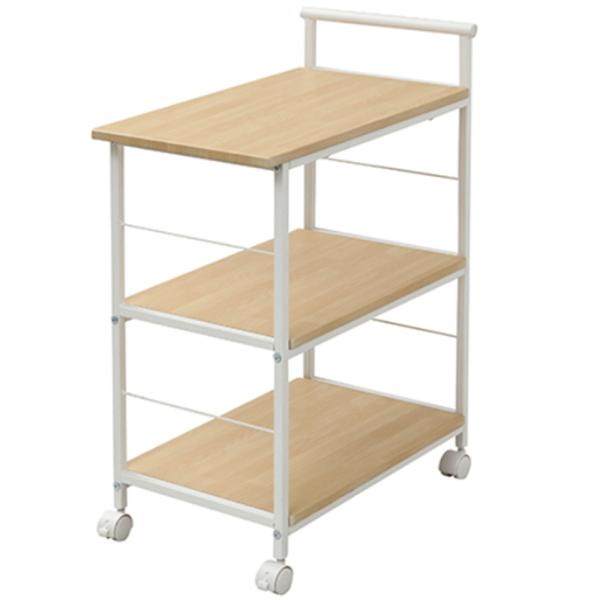 【仕様】●サイズ：約幅54x奥行34.5x高さ78.5cm ※キャスター含む●重量：8.5kg●カラー：ホワイト/ナチュラル●耐荷重：各棚/5kg、全体/15kg●組立時間：30分●原産国：中国【棚間隔】●最下段〜中段　約24cm（有効高さ...