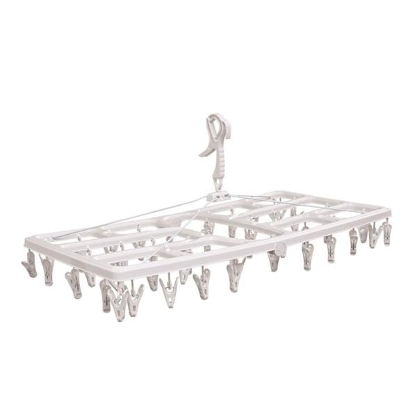 【特長】●四隅のピンチで隠し干しができる●フックはしっかり挟めるグリップ式●カモイフック付きでカモイにも掛けられる【仕様】●サイズ(約)：幅76.5×奥行37.3×高さ32.5cm●材質本体：ポリプロピレングリップ・ピンチ：ポリプロピレン・...