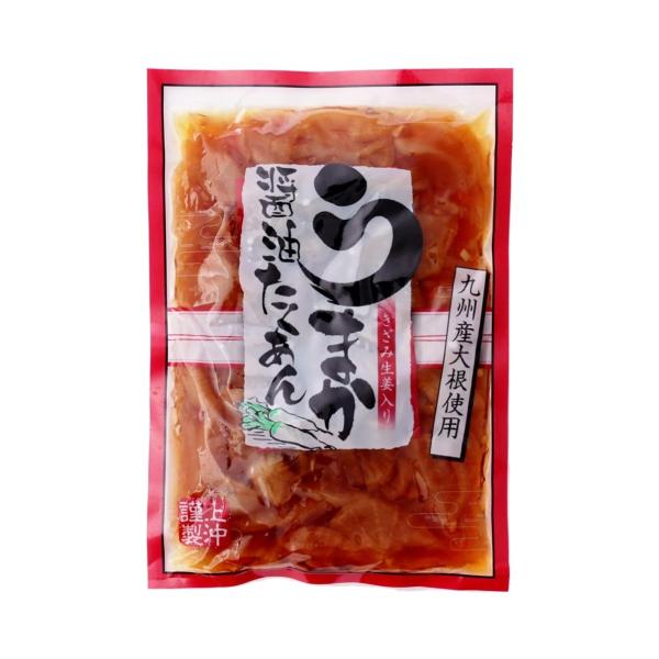 【商品説明】〜九州産大根使用〜 甘めの生姜醤油味たくあん。 ポリポリとした食感、しつこくない味にハマること間違いなしです♪【原材料】大根、生姜、漬け原材料【砂糖、醤油、かつおエキス、食塩、発酵調味料、醸造酢、ぬか類】/調味料(アミノ酸等)、...