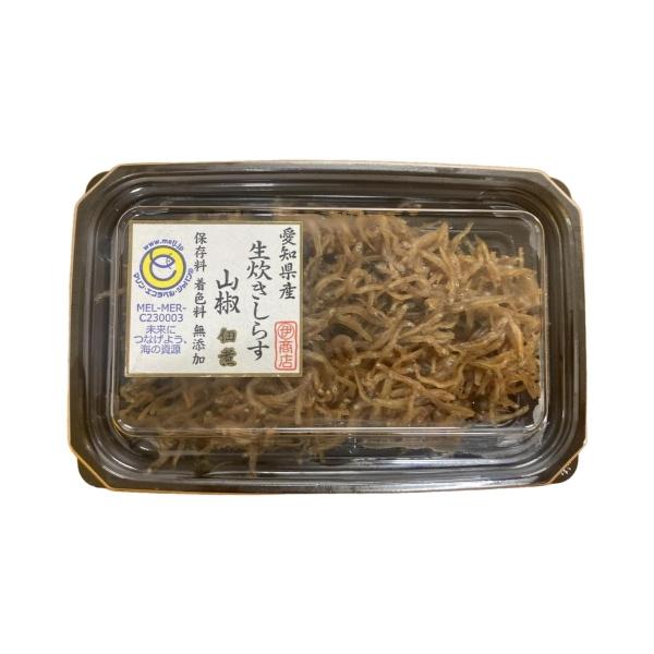 【商品説明】「マル伊商店」は、愛知県南知多町"師崎"で獲れた、美味しい海の幸を販売しております。 その日水揚げされたばかりの”生”のしらすを、山椒とともに高火力で“炊き”上げる独自製法にて仕上げた逸品。 柔らかくふっくらとした食感と、ピリッ...