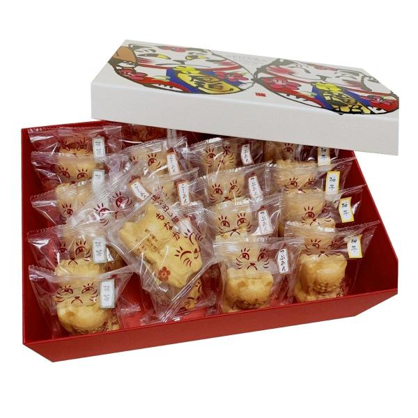 【商品説明】宮若市に伝わる民話から生まれた追い出し猫。 災いを追い払う怒った顔と福を招く笑った顔が表裏一体となったユニークなキャラクターです。 その追い出し猫をイメージした瀬川オリジナルの「猫箱（ねこばこ）」 サクサクの美味しい最中の中に、...